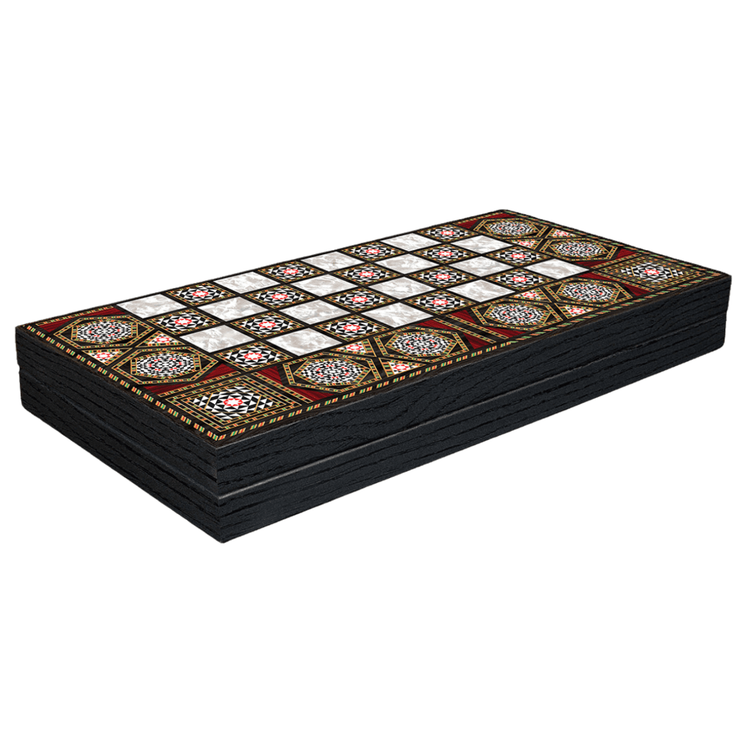 Wooden Mother of Pearl Design Backgammon Set 19 Inch - Chessgammon